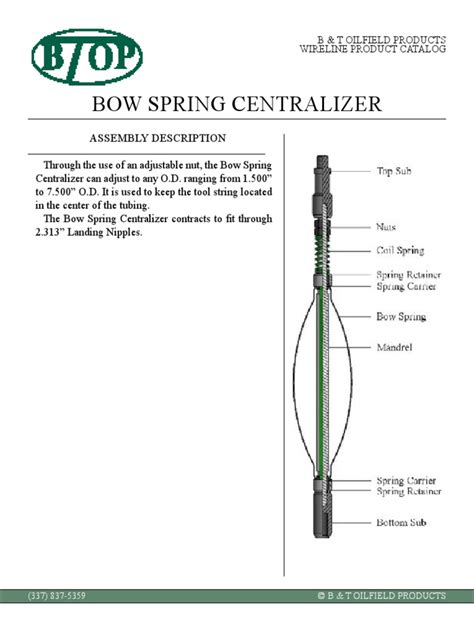 Bow Spring Centralizer B And T Oilfield Products Wireline Product