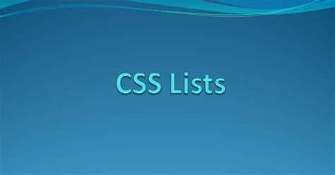 Css Lists