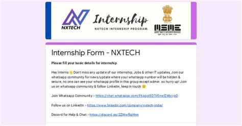 Nxtech On Linkedin Internship Form Nxtech