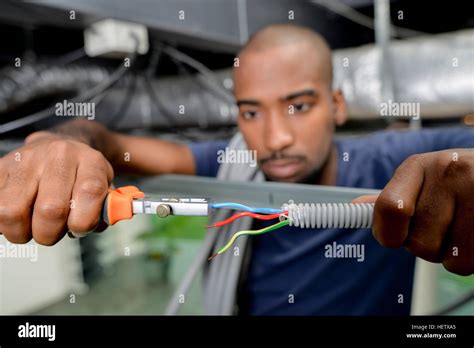 Electrician Connecting Wires Stock Photo Alamy