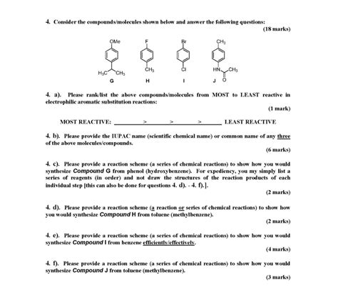 Solved 4. Consider the compounds/molecules shown below and | Chegg.com