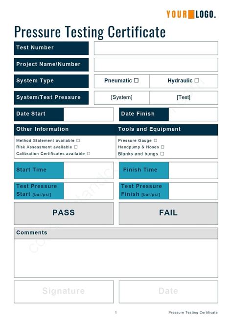 Free Pressure Test Report Certificate Template Download In 45 Off