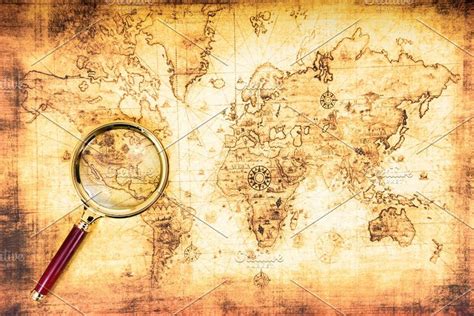Old Map With An Magnifying Glass Stock Photo Containing Map And Old