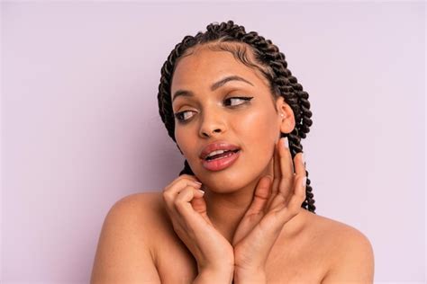 Premium Photo Afro Black Woman With Braids Close Up Beauty Concept