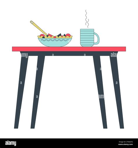 Company Cafeteria Table 2d Linear Cartoon Object Stock Vector Image