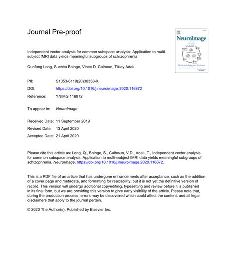 Pdf Independent Vector Analysis For Common Subspace Analysis Application To Multi Subject