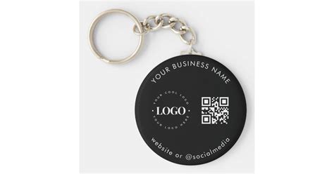 Black White Add Custom Business Logo Qr Code Scan Keychain Zazzle