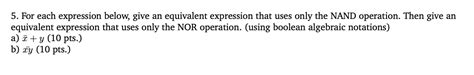 Solved For Each Expression Below Give An Equivalent Chegg