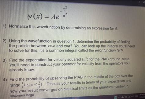 Solved Px Ae वर 1 Normalize This Wavefunction By