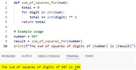 Find Sum Of Squares Of Digits Of A Number In Python