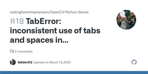 Taberror Inconsistent Use Of Tabs And Spaces In Indentation · Issue