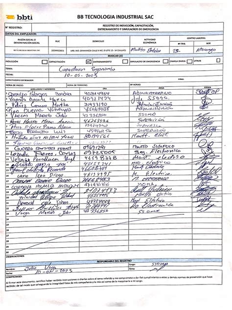 Registro De Capacitacion 4 Pdf