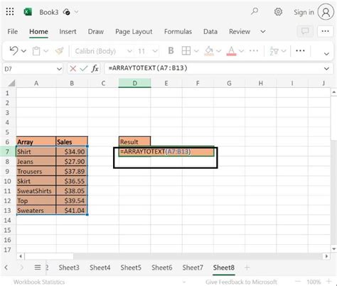 Arraytotext Function In Excel 365