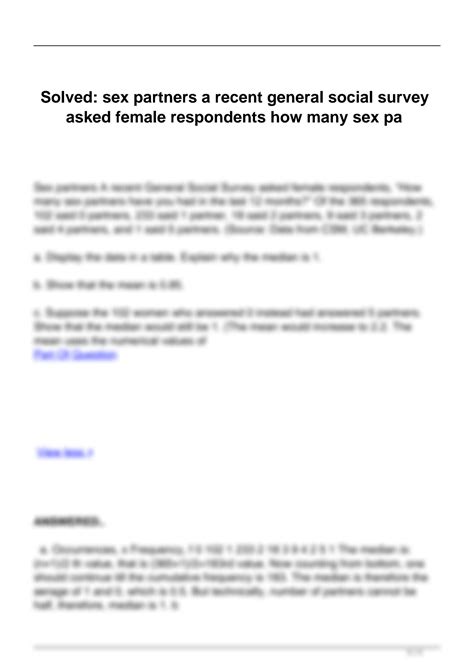solution solved sex partners a recent general social survey asked