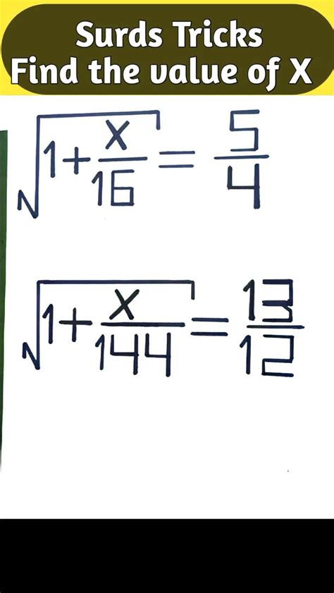 Surds Tricks Find The Value Of X Short Math Lessons Math