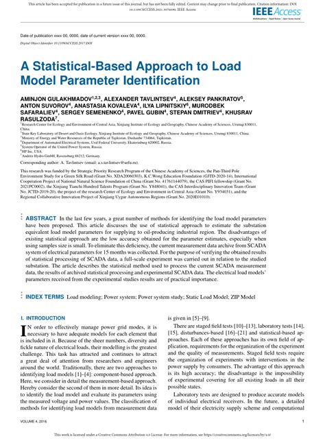 pdf a statistical based approach to load model parameter identification
