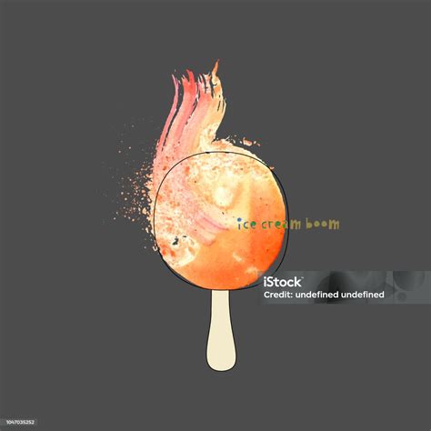 수채화 아이스크림 얼음 롤리 새겨진된 편지와 함께 축제 및 T셔츠 개념입니다 벡터 일러스트 레이 션 T 셔츠에 대한 스톡 벡터 아트 및 기타 이미지 Istock