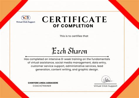 Growth Journey Certificate Virtualassistant Sharon Ezeh