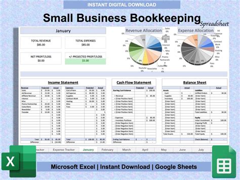 Small Business Bookkeeping Template Spreadsheet Easy Income And