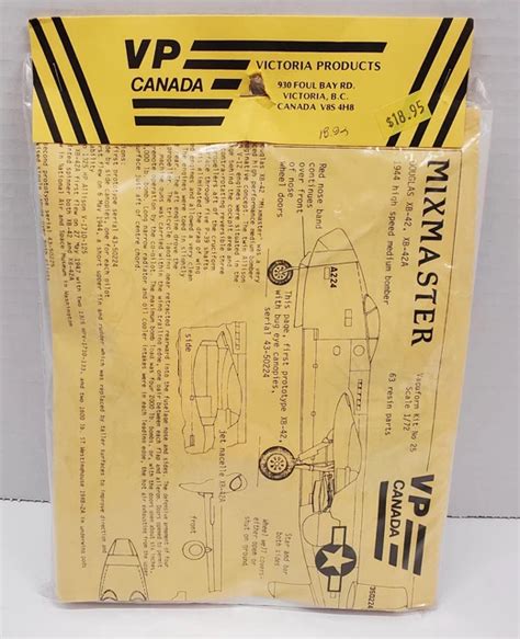 Victoria Products Mixmaster Douglas Xb 42 Vacuform Model Airplane 1 72