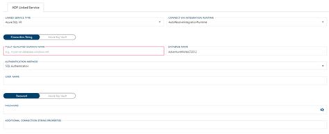 Configuring An Adf Linked Service Connection For Azure Sql Database