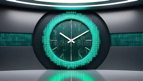 Conceptual Digital Clock With Glowing Binary Code Symbolizing Ai Driven Precision And Time