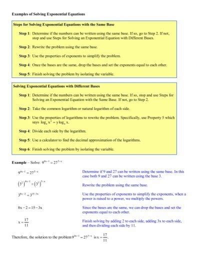 Page Examples Of Solving Exponential Equations Example