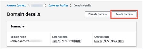 Delete An Amazon Connect Customer Profiles Domain Amazon Connect