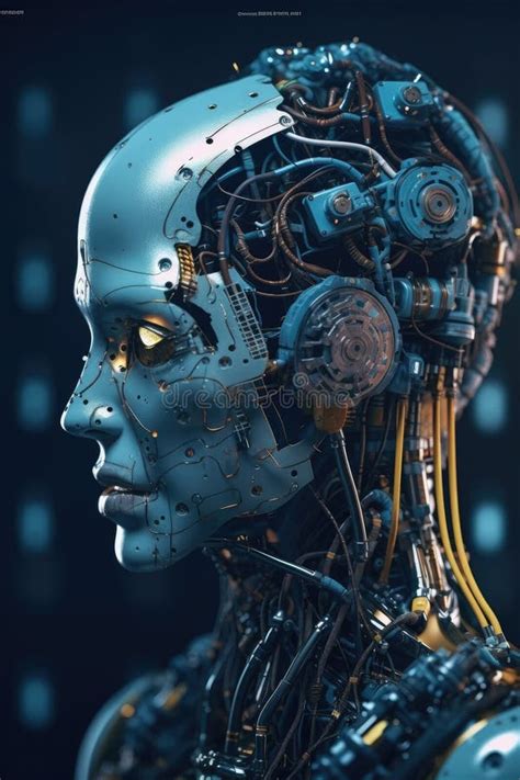 Human Head Made Of Cogs And Circuits Concept Image For Artifical