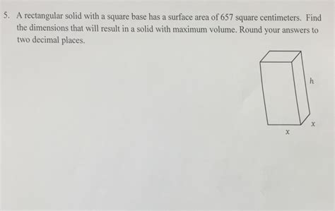 solved a rectangular solid with a square base has a surface