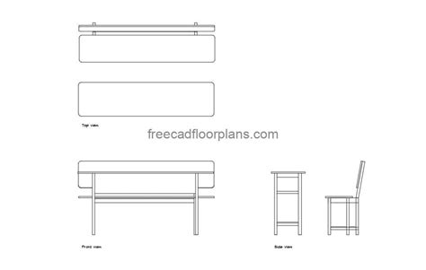 School Bench Free Cad Drawings