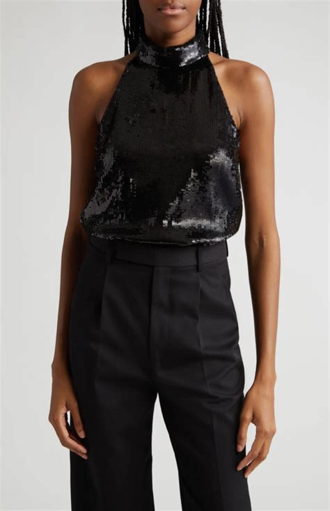 Theory Sequin Mock Neck Sleeveless Top