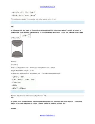 Chapter Surface Areas Volume And Volumes Pdf