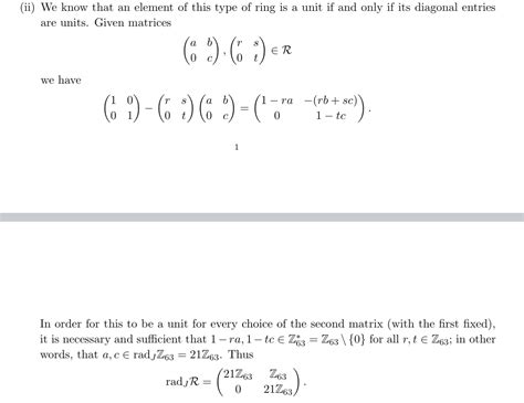 Abstract Algebra Jacobson Radical Of Upper Triangular Matrix Ring