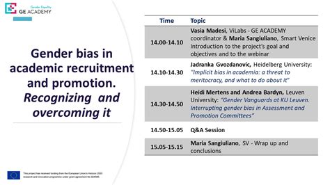 Gender Equality Academy Webinar Gender Bias In Academic Recruitment And Promotion