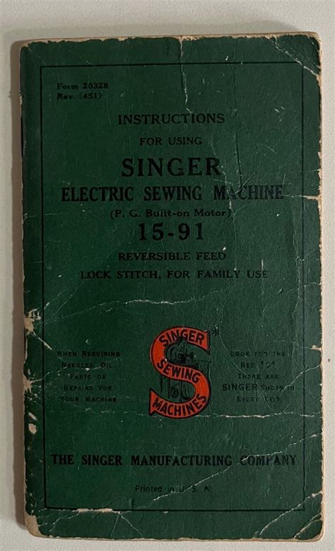 Singer Model 15 91 Sewing Machine Instruction Manual Etsy
