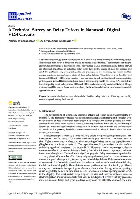 Pdf A Technical Survey On Delay Defects In Nanoscale Digital Vlsi