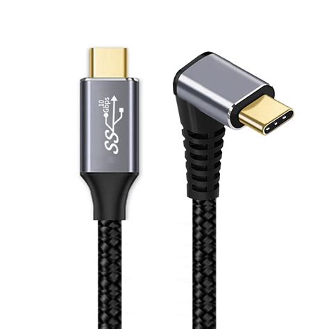 Cablecc Type C USB C Male Degree Up Down Angled To Male USB Gbps W Data Cable For