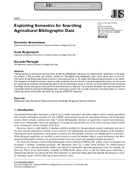 Pdf Exploiting Semantics For Searching Agricultural Bibliographic Data