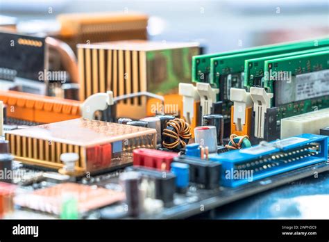 Studio Mainboard With Microchips Stock Photo Alamy