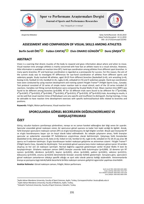 Pdf Assessment And Comparison Of Visual Skills Among Athletes