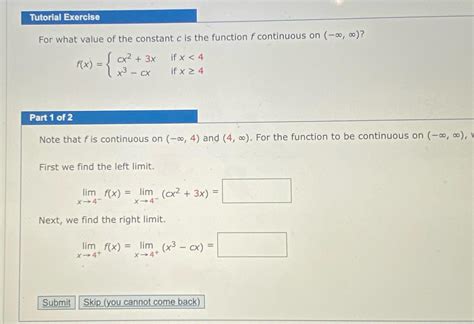 Solved Tutorial Exercisefor What Value Of The Constant C ﻿is