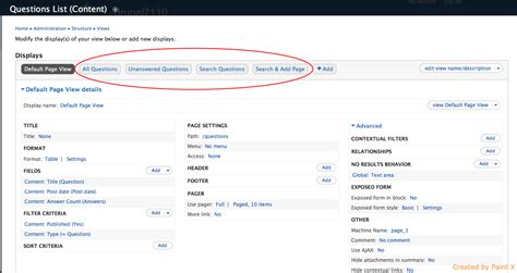 views how to display all links of the answers module on a single page