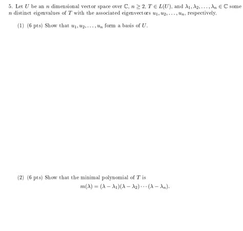 Solved Let U Be An N Dimensional Vector Space Over C N Chegg