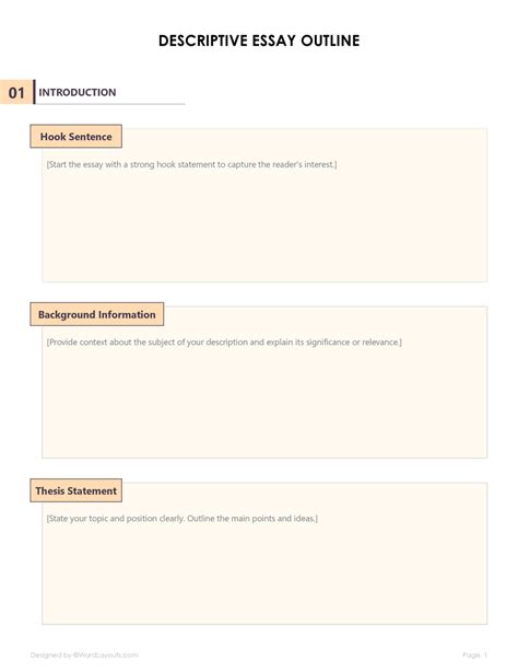 Free Descriptive Essay Outline Template Wordlayouts