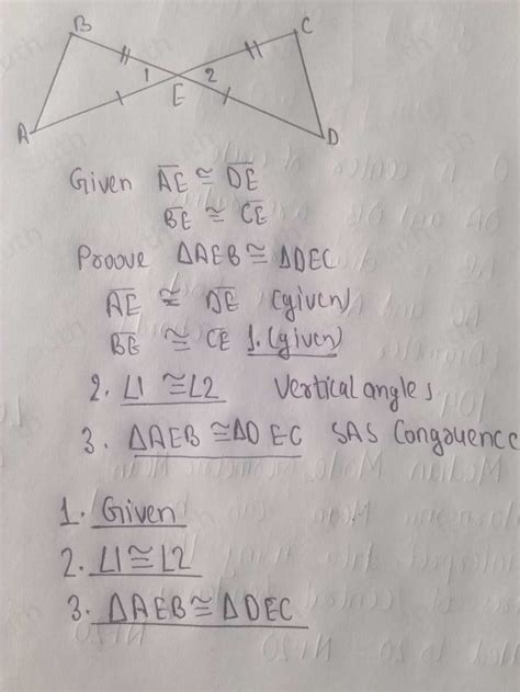 solved in the diagram given below prove that delta aeb ≌ delta dec