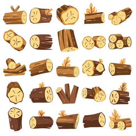 Wooden Logs Vector Set Premium AI Generated Vector
