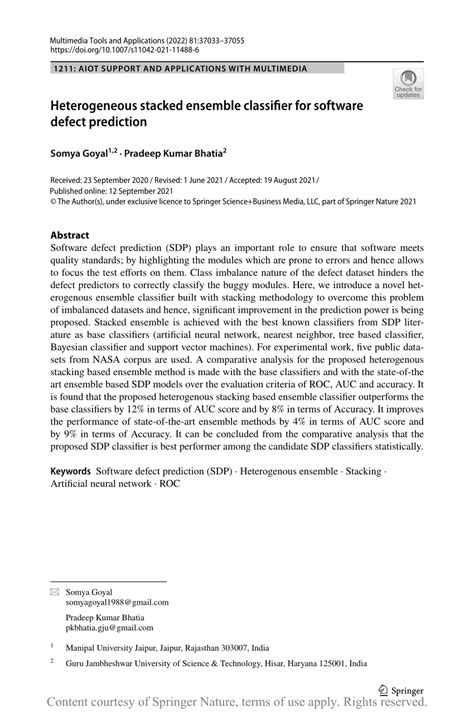 heterogeneous stacked ensemble classifier for software defect