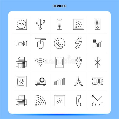 Outline 25 Devices Icon Set Vector Line Style Design Black Icons Set Linear Pictogram Pack