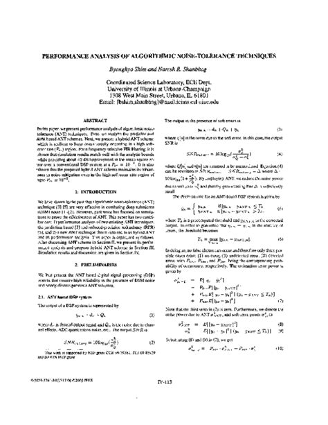 Pdf Performance Analysis Of Algorithmic Noise Tolerance Techniques